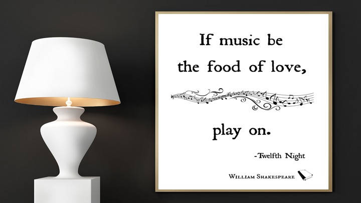 William Shakespeare Print, If Music Be the Food of Love, Play On ...