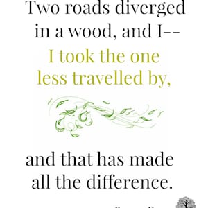 Robert Frost Print, "two Roads Diverged in a Yellow Wood", Digital ...