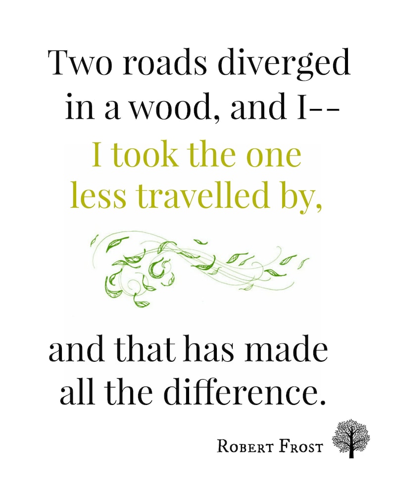 Robert Frost Print, two Roads Diverged in a Yellow Wood, Digital Print ...