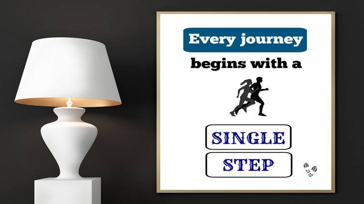 Running Print, Every Journey Begins With A Single Step, Digital Print ...