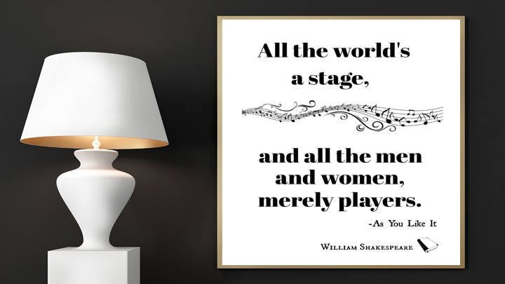 William Shakespeare, Prints, All the World's A Stage, Printable Art ...