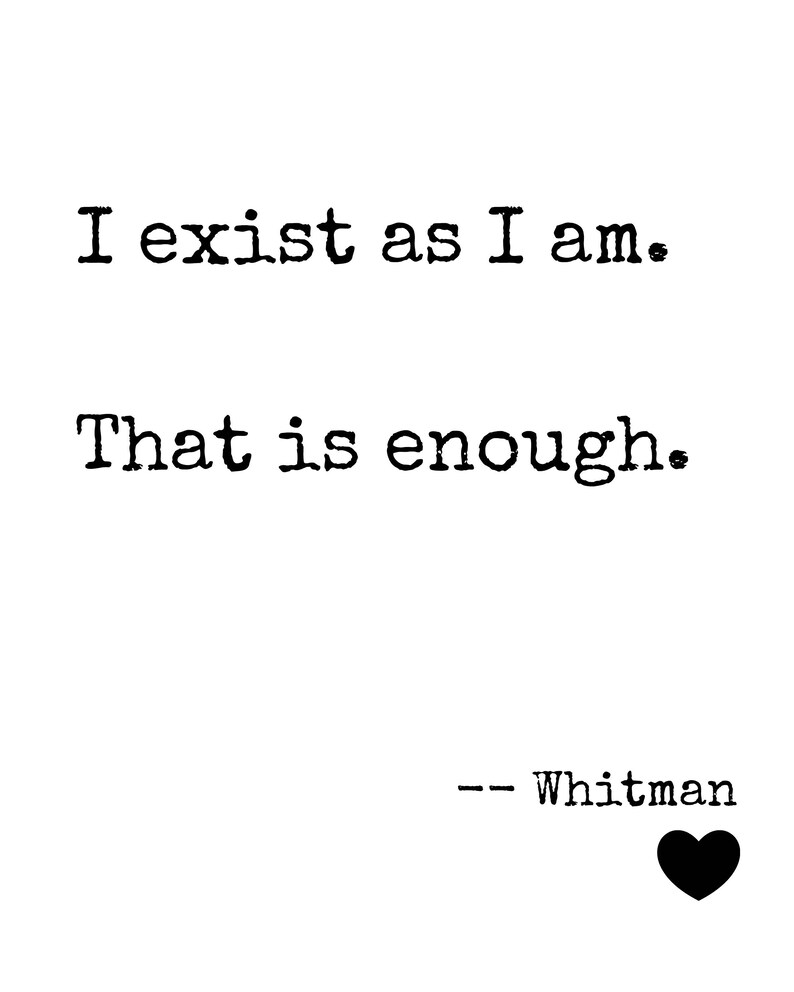 Walt Whitman Print, I Exist as I Am. That is Enough, Digital Art ...