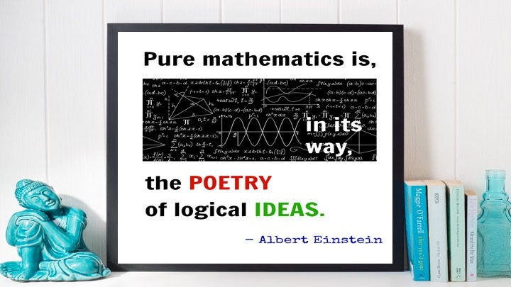 Einstein Print, Digital Print, Printable Art, Math Quote, Math and ...