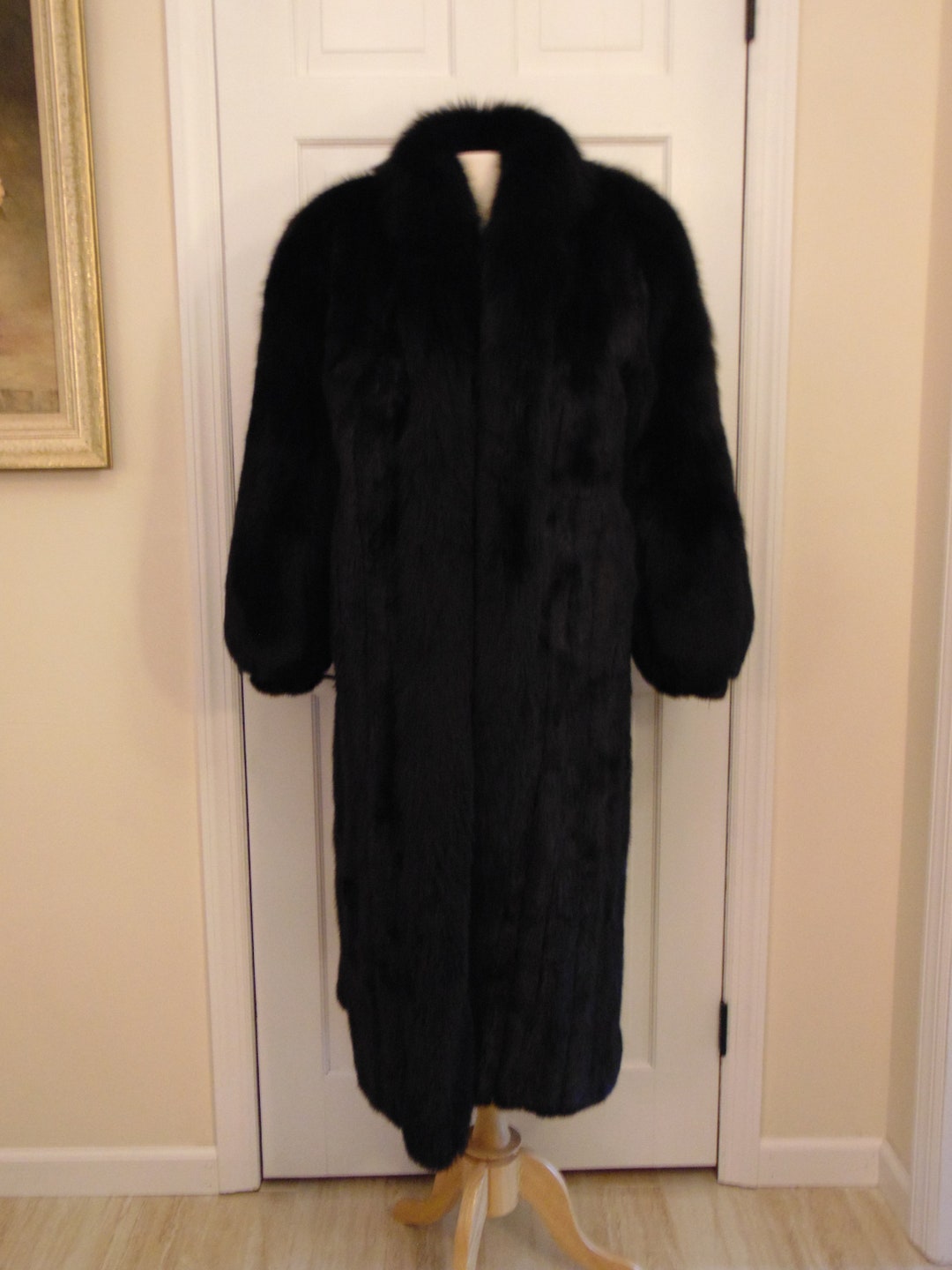 Full Length Ranch Mink Fox Tuxedo, Unisex Black Mink Fur, Preloved Mink ...