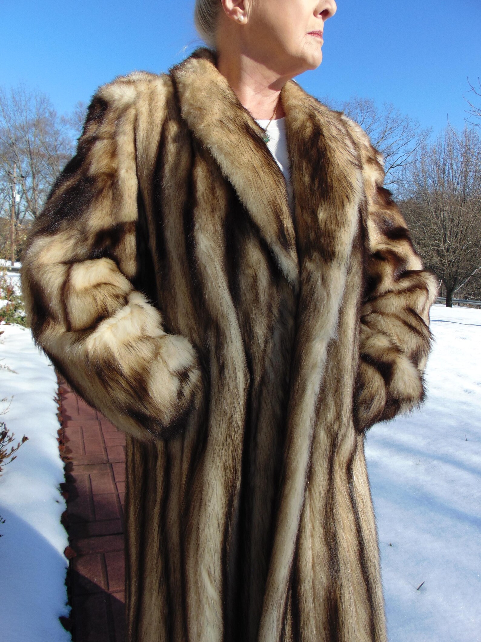 Vintage Natural Fitch Fur Coat: Full Length Estate Furs - Etsy UK