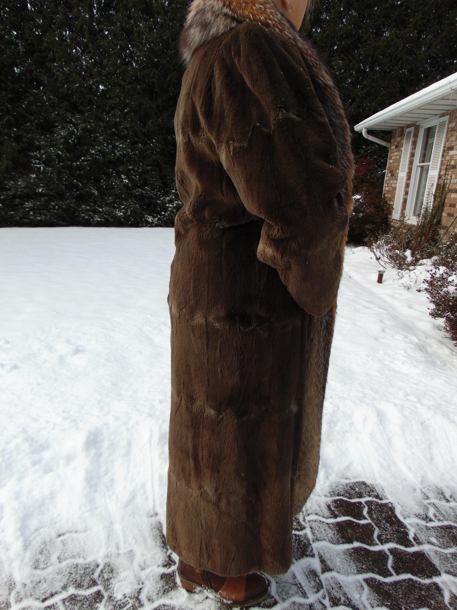 Neiman Marcus Sheared Muskrat Fur Coat With Fox Tuxedo Border - Etsy