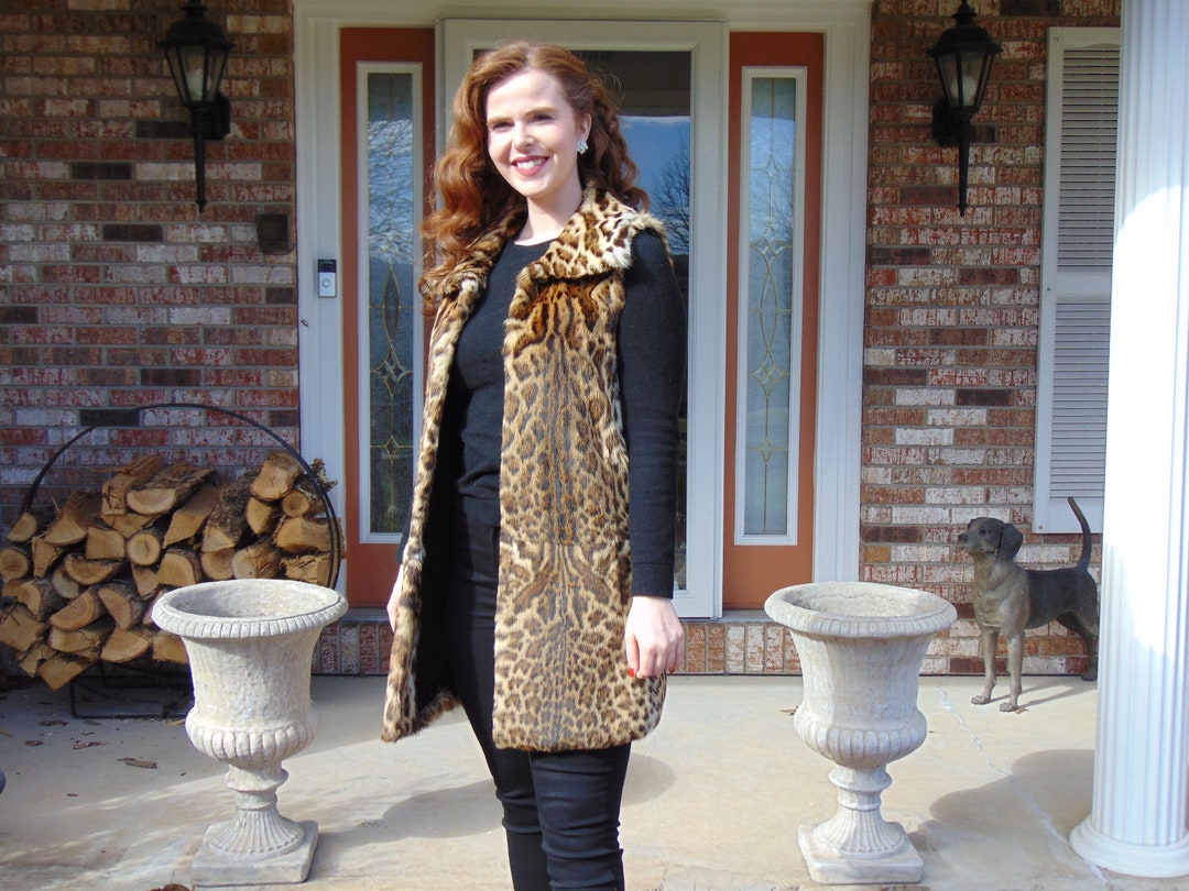 J. Mendel SZ Medium Lippy Cat Vest-ladies Medium Leopard Print Vest ...