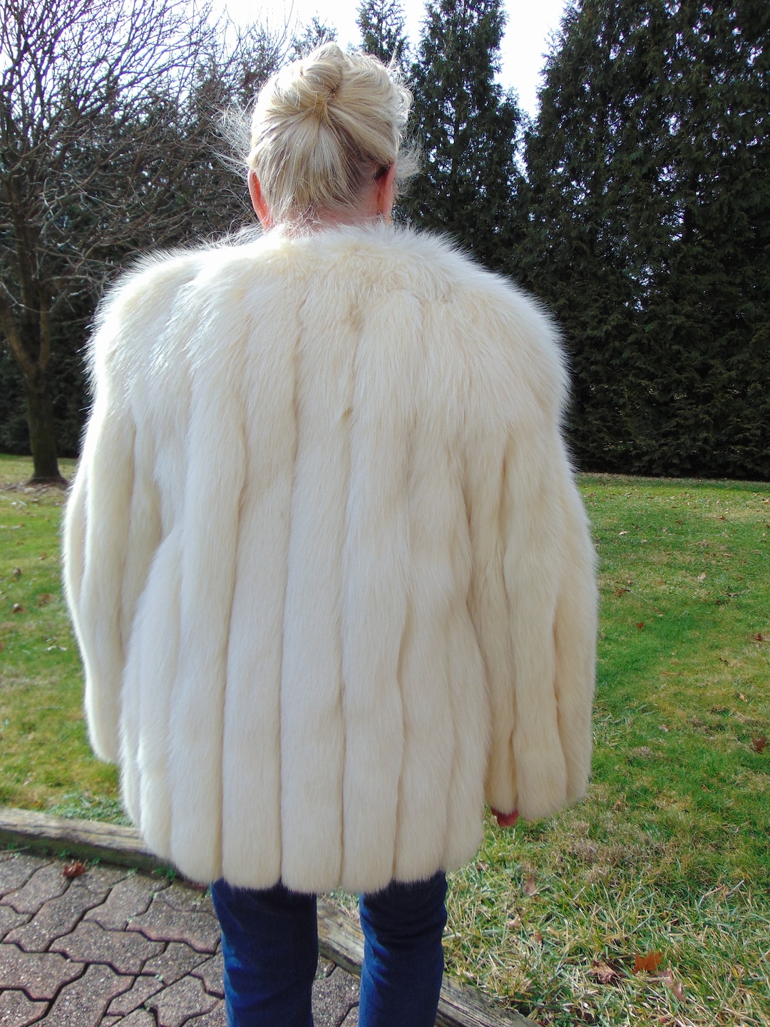 Ladies White Fox Jacket, Preloved Fox Jacket, Vintage White Fox Jacket ...