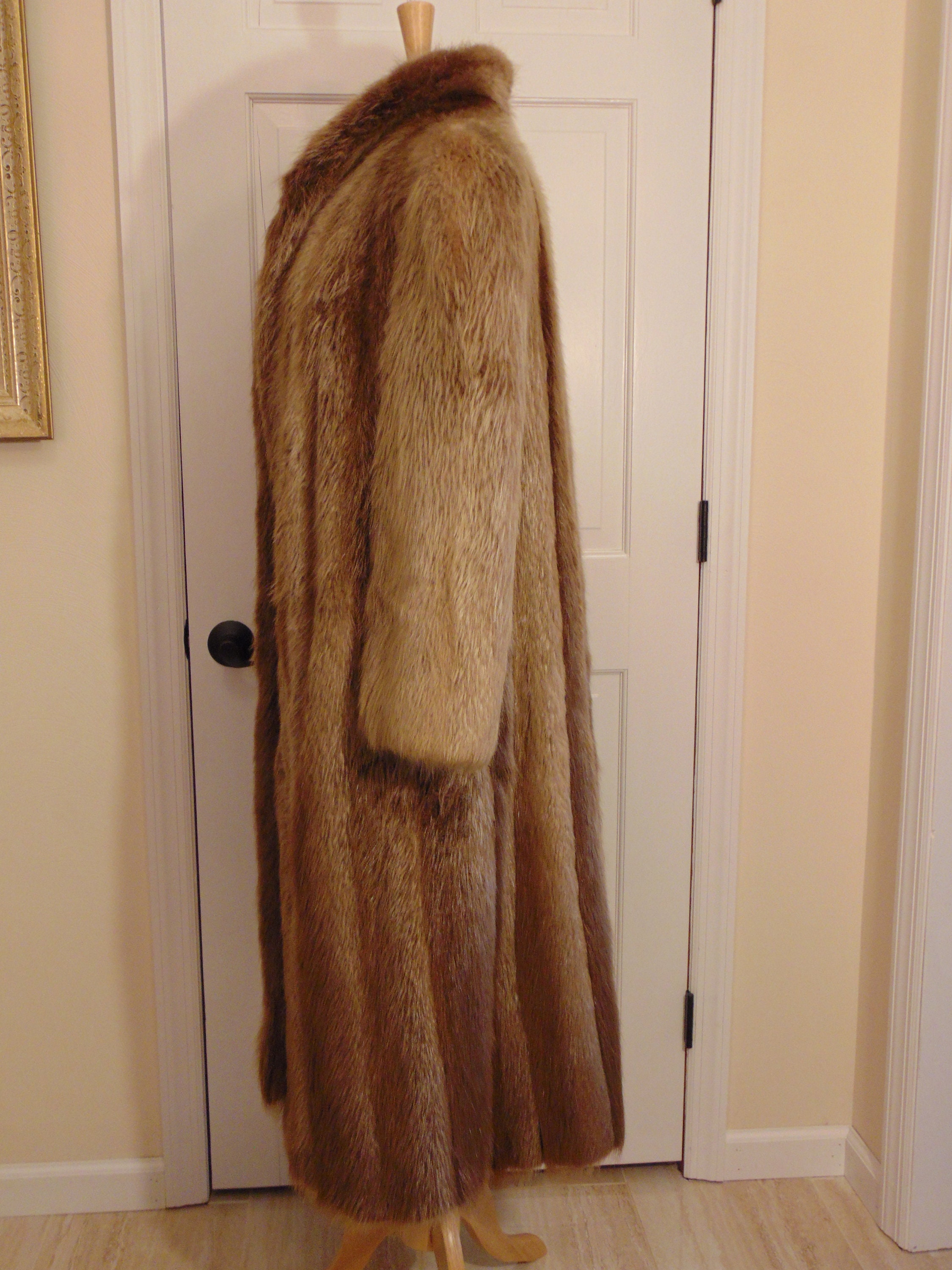 Full Length Beaver Fur Coat Med. Lg-preloved Vintage Blonde - Etsy