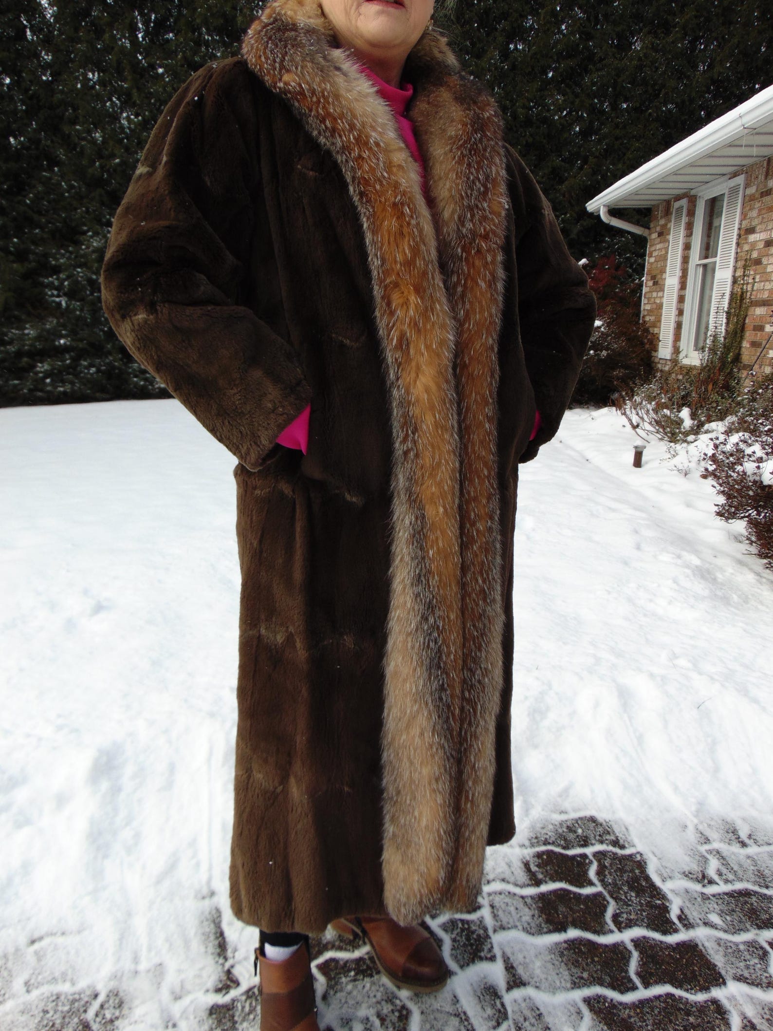 Neiman Marcus Sheared Muskrat Fur Coat With Fox Tuxedo Border - Etsy