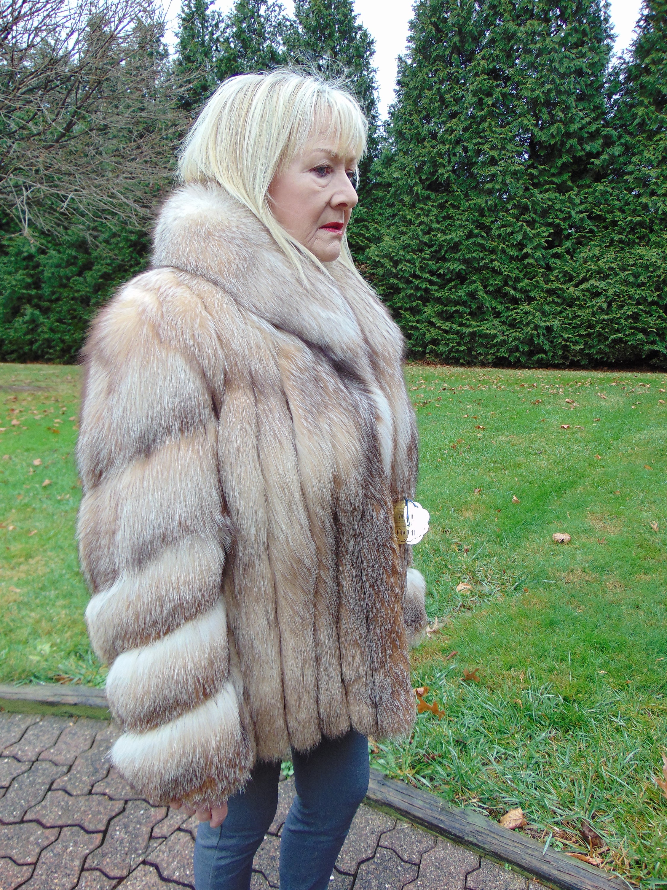 Blue Silver Fox Fur Jacket Label Saga-genuine Fox Fur - Etsy UK