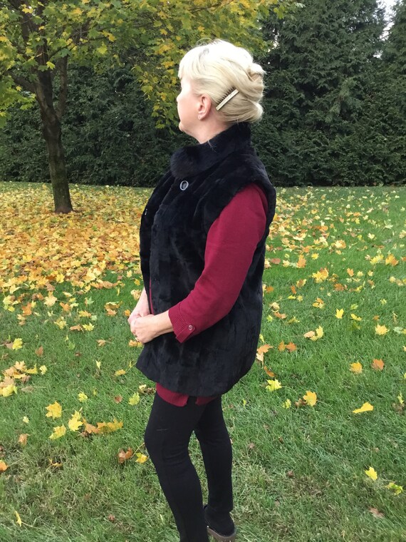 Reversible Black Mink Fur Vest-Ladies Black Mink Vest… - Gem