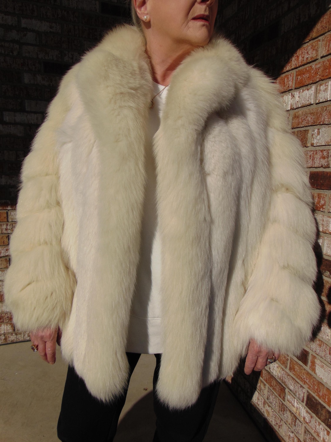 Genuine Blue Fox Jacket, Natural Fox Jacket, Wedding Fur Jacket, Estate ...