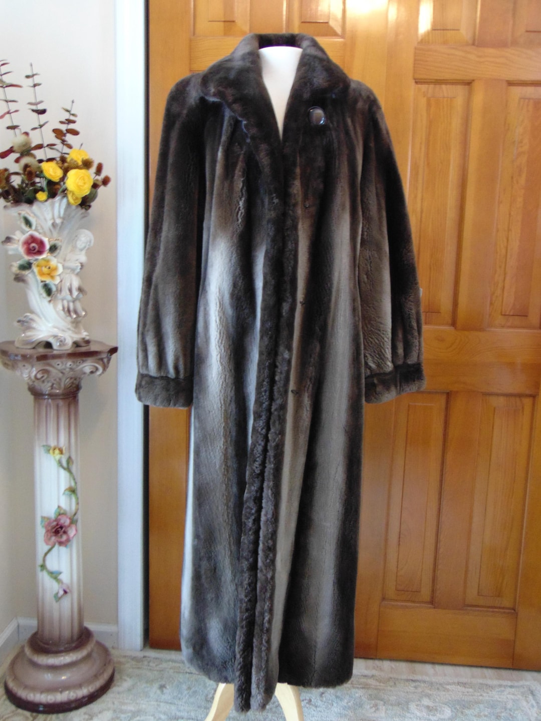 Sheared Beaver Fur Coat, Genuine Beaver Fur Coat, Full Length Beaver ...