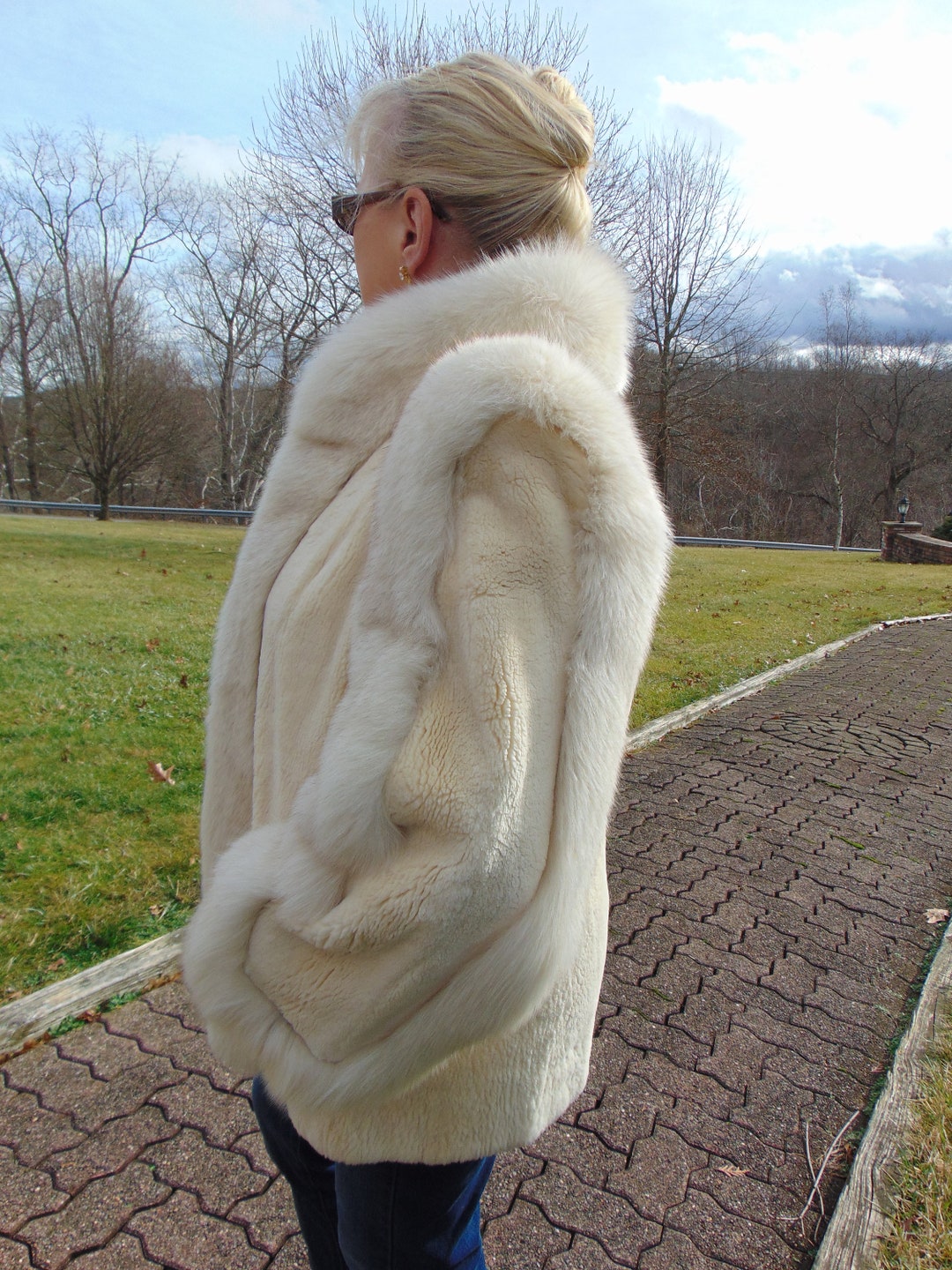 Sheared Beaver Jacket Fox Tux Trim, Vintage Sheared Beaver Jacket ...