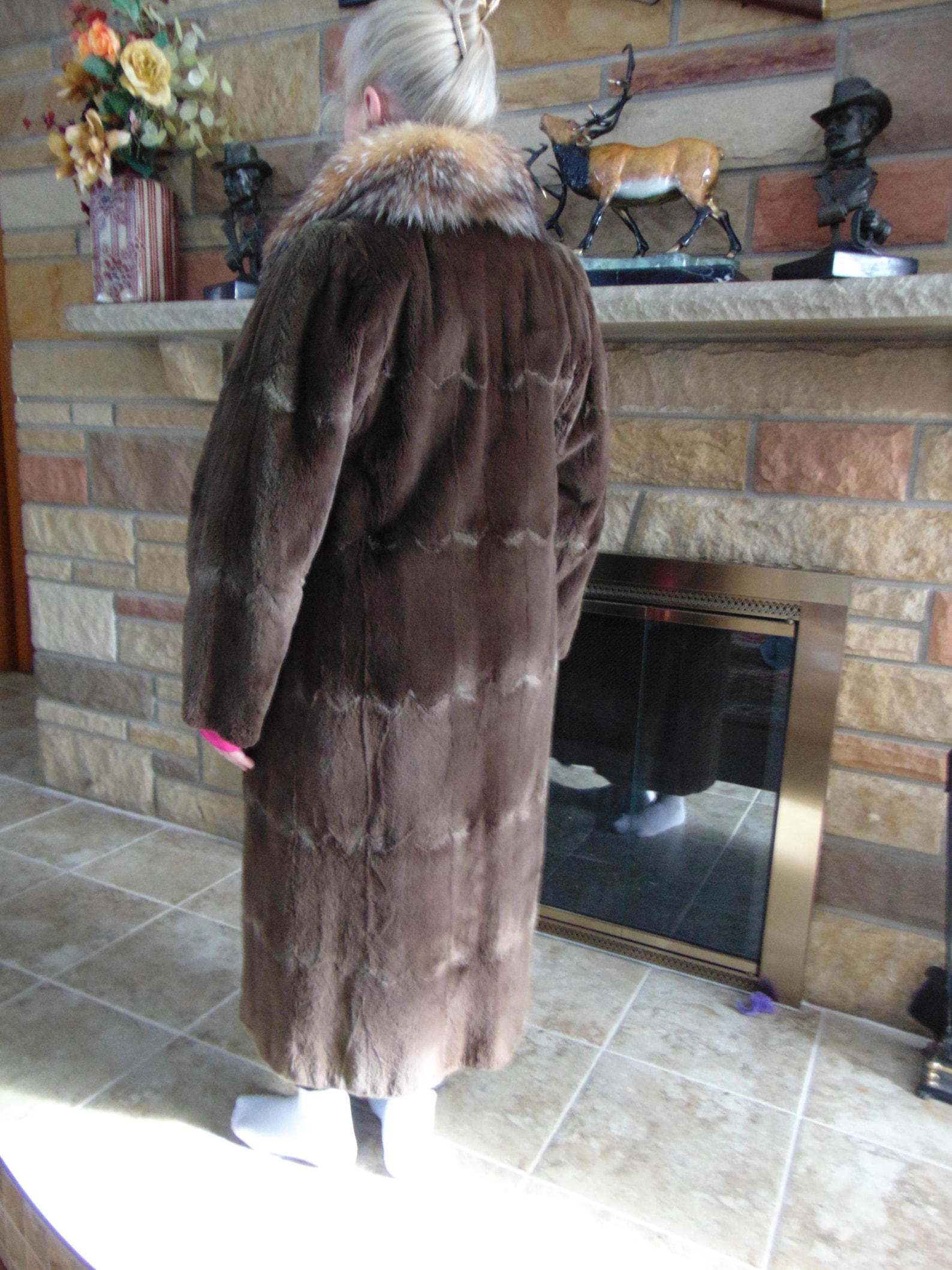 Neiman Marcus Sheared Muskrat Fur Coat With Fox Tuxedo Border - Etsy