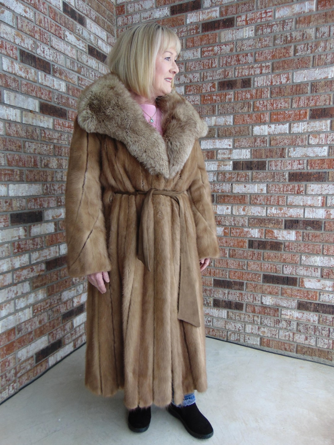 Vintage Pastel Mink Fur Coat With Fox Fur Collar - Etsy
