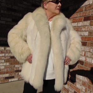 Genuine Blue Fox Jacket, Natural Fox Jacket, Wedding Fur Jacket, Estate ...