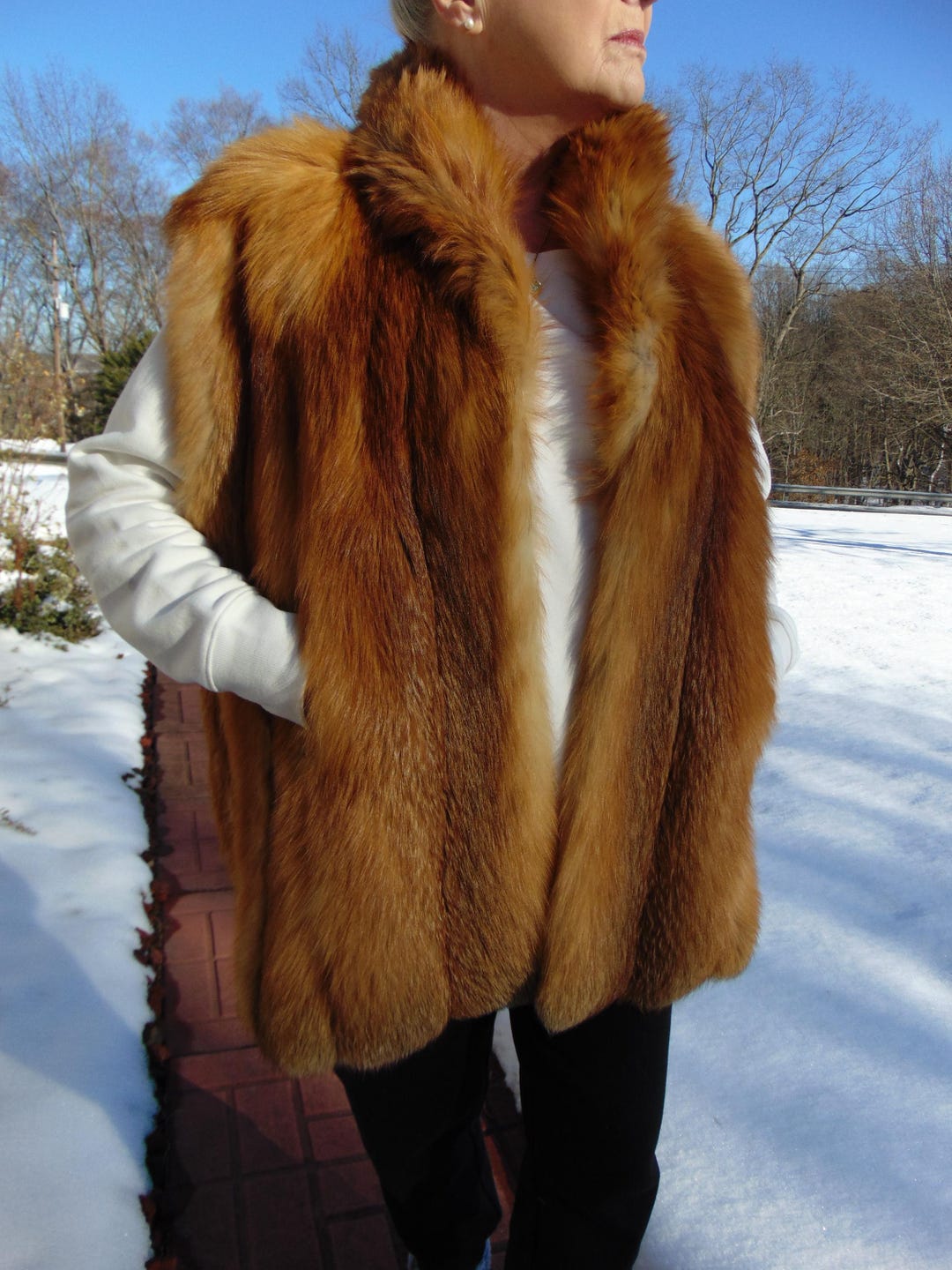 Vintage Red Fox Fur Vest: Golden Copper, RK Fur Label - Etsy