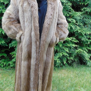 Natural Beaver Full Length Fur Coat With Matching Hat, Estate Beaver ...