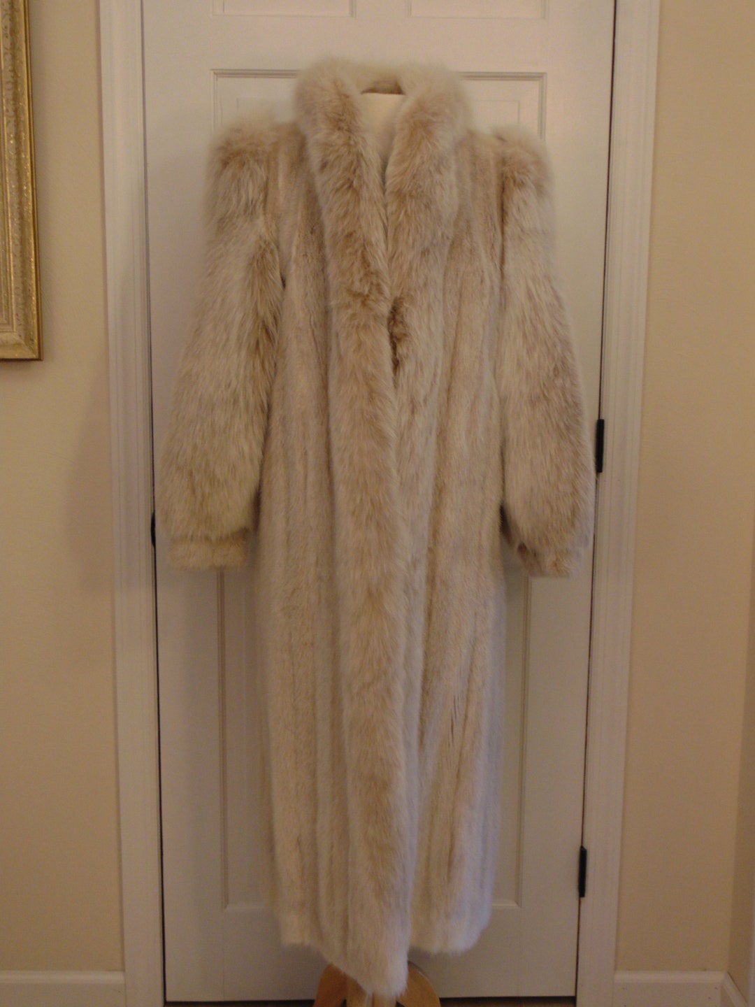 Full Length Blush Mink Fur Coat, Vintage White Mink Coat, Preloved Mink ...