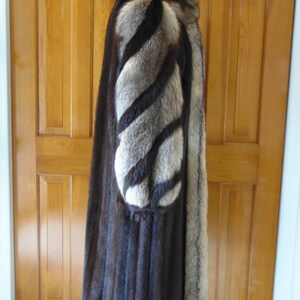Mahogany Mink Fox Trim Full Length, Unisex Mink Fur Coat, Preloved Mink ...