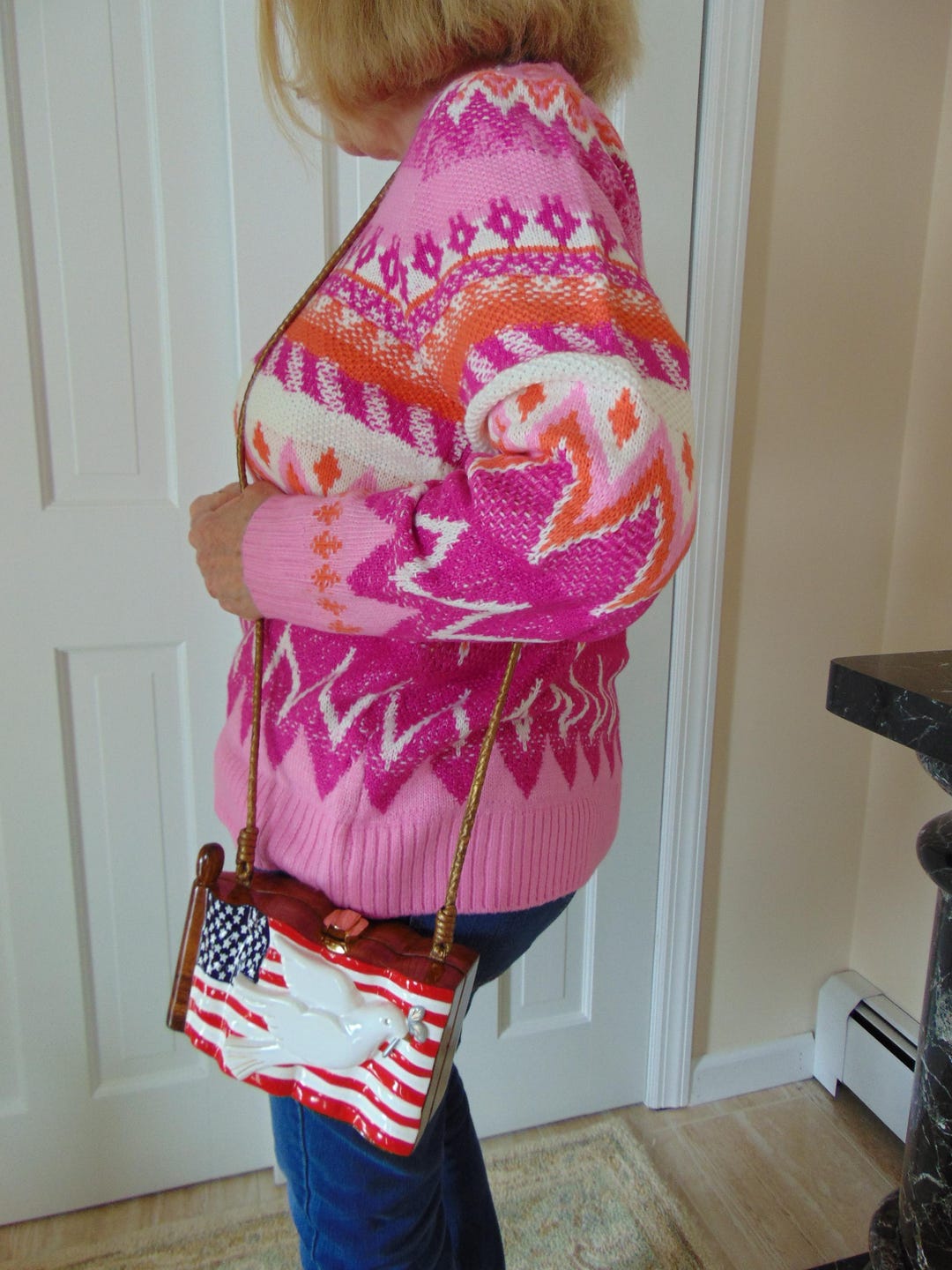 Vintage Timmy Woods USA Flag Dove Wooden Purse - Etsy