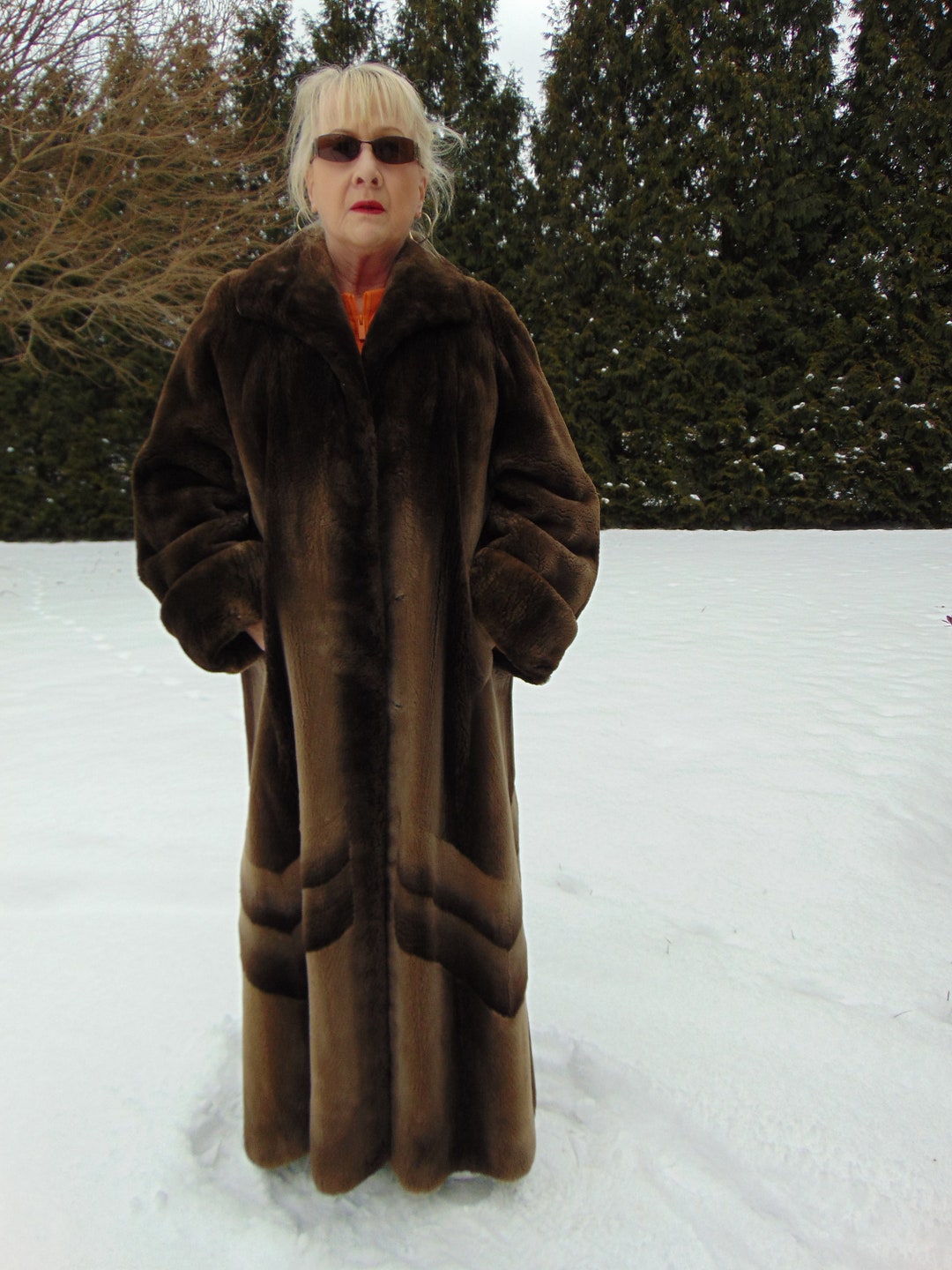 Sheared Beaver Fur Coat, Preloved Sheared Beaver Coat, Full Length ...