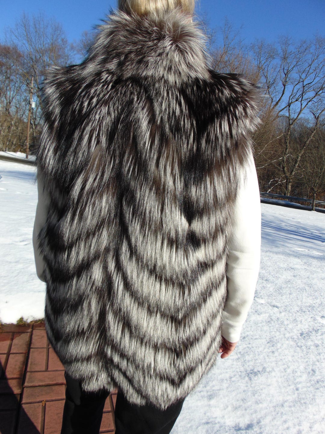 Silver Fox Vest, Natural Silver Fox Vest, Genuine Silver Fox Fur Vest ...