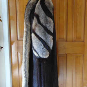 Mahogany Mink Fox Trim Full Length, Unisex Mink Fur Coat, Preloved Mink ...