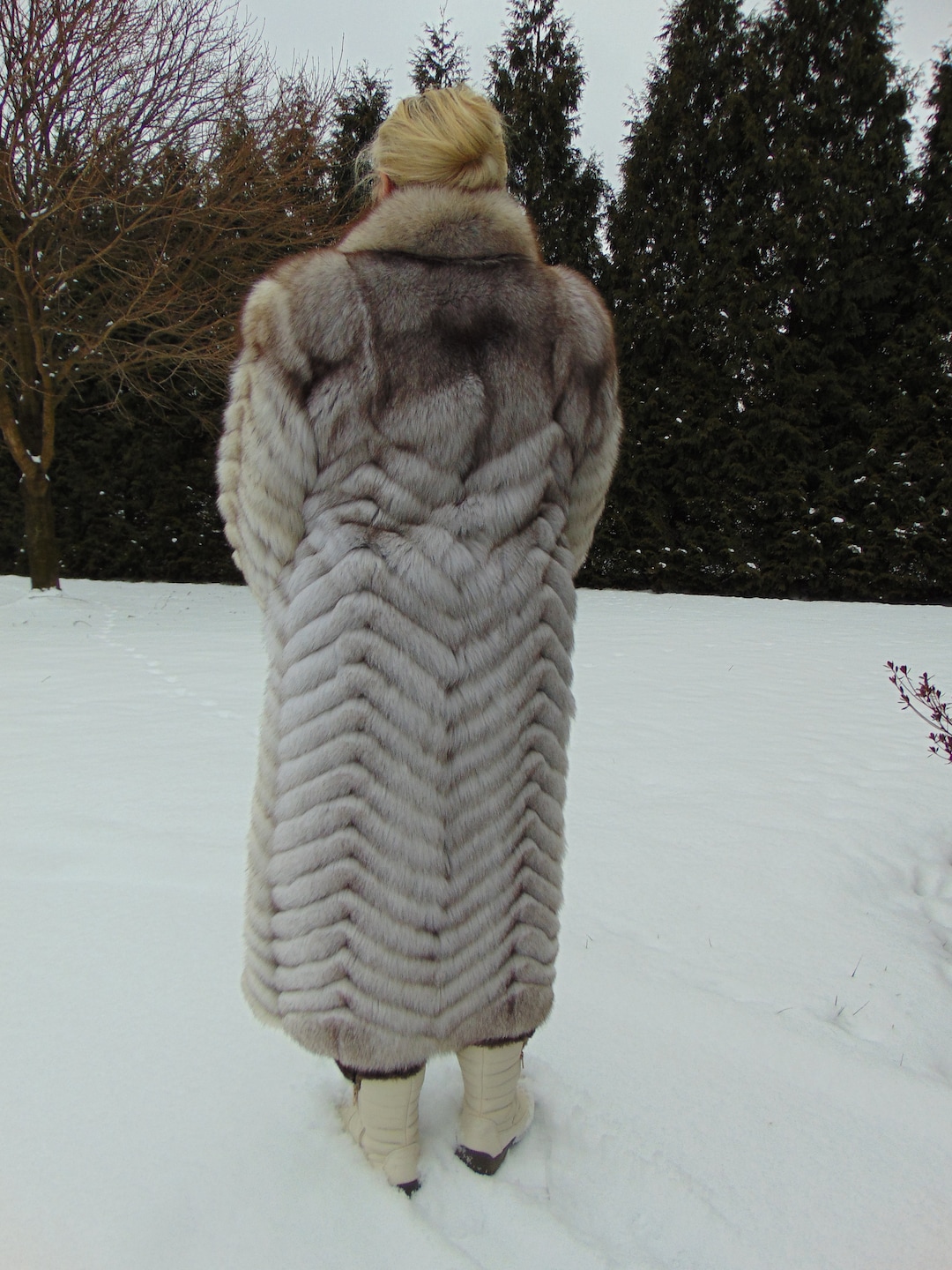 Full Length Blue Fox Fur Coat, Preloved Long Fox Coat, Vintage Fox Furs ...