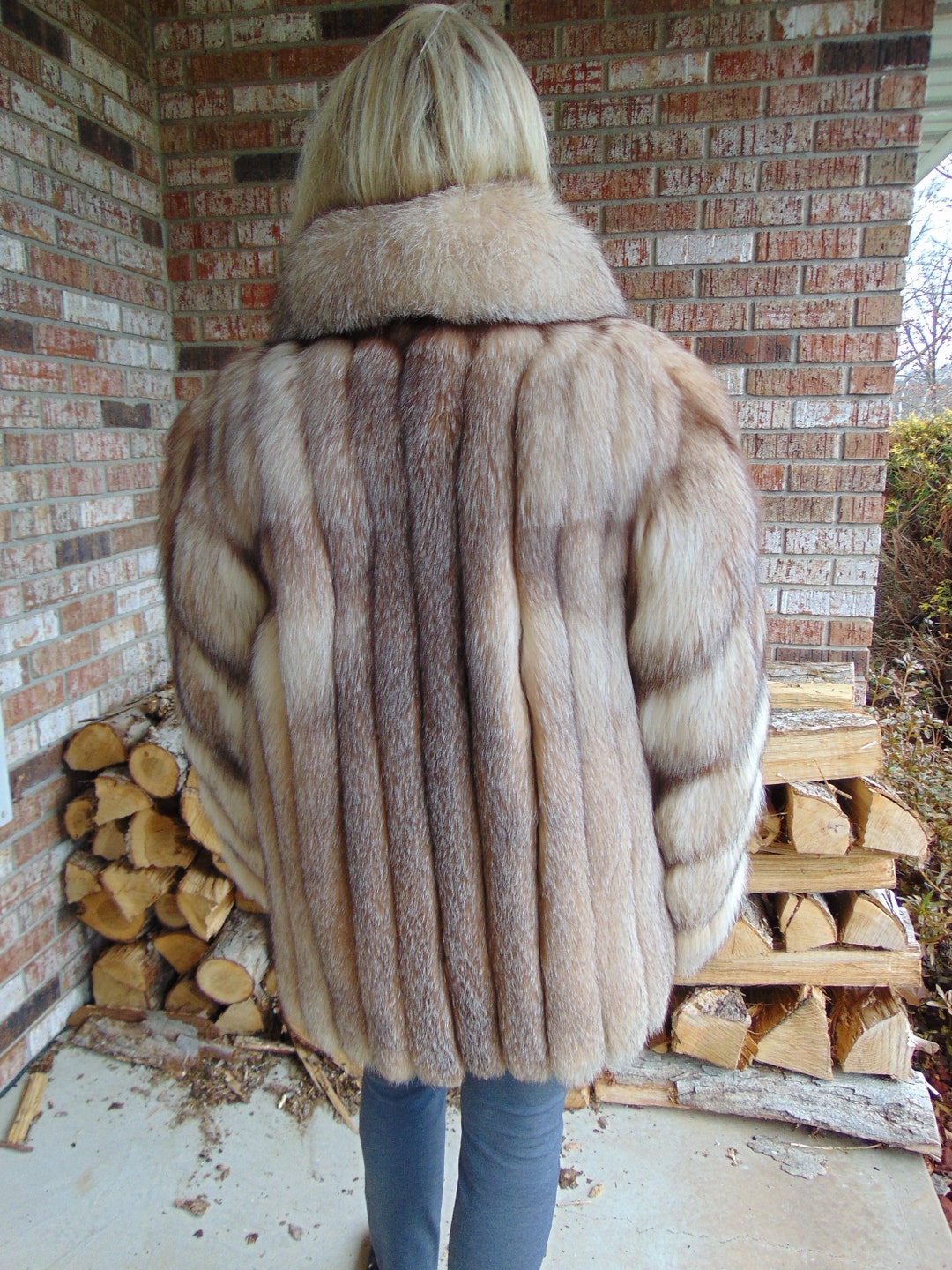 Blue Silver Fox Fur Jacket Label Saga-genuine Fox Fur Jackets-natural ...