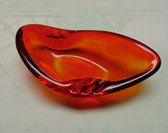 Red Glass Ashtray - Etsy