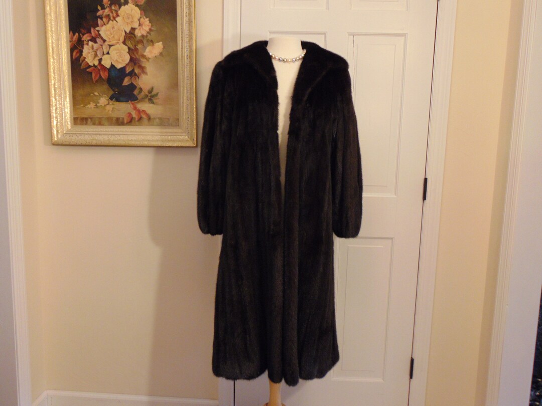 Preloved Mahogany Mink Fur Coat, Vintage Mahogany Midi Fur Coat, Estate ...