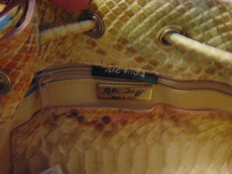 Vintage Retta Wolff Python Handbag: Italian Leather Bag With Crystal ...