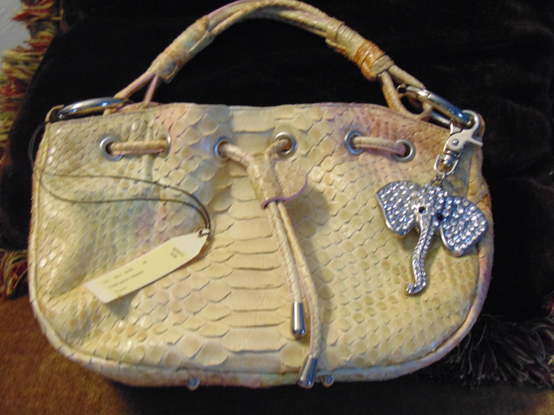 Vintage Retta Wolff Python Handbag: Italian Leather Bag With Crystal ...