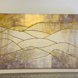 Large Grey-gold Contemporary Art - Etsy