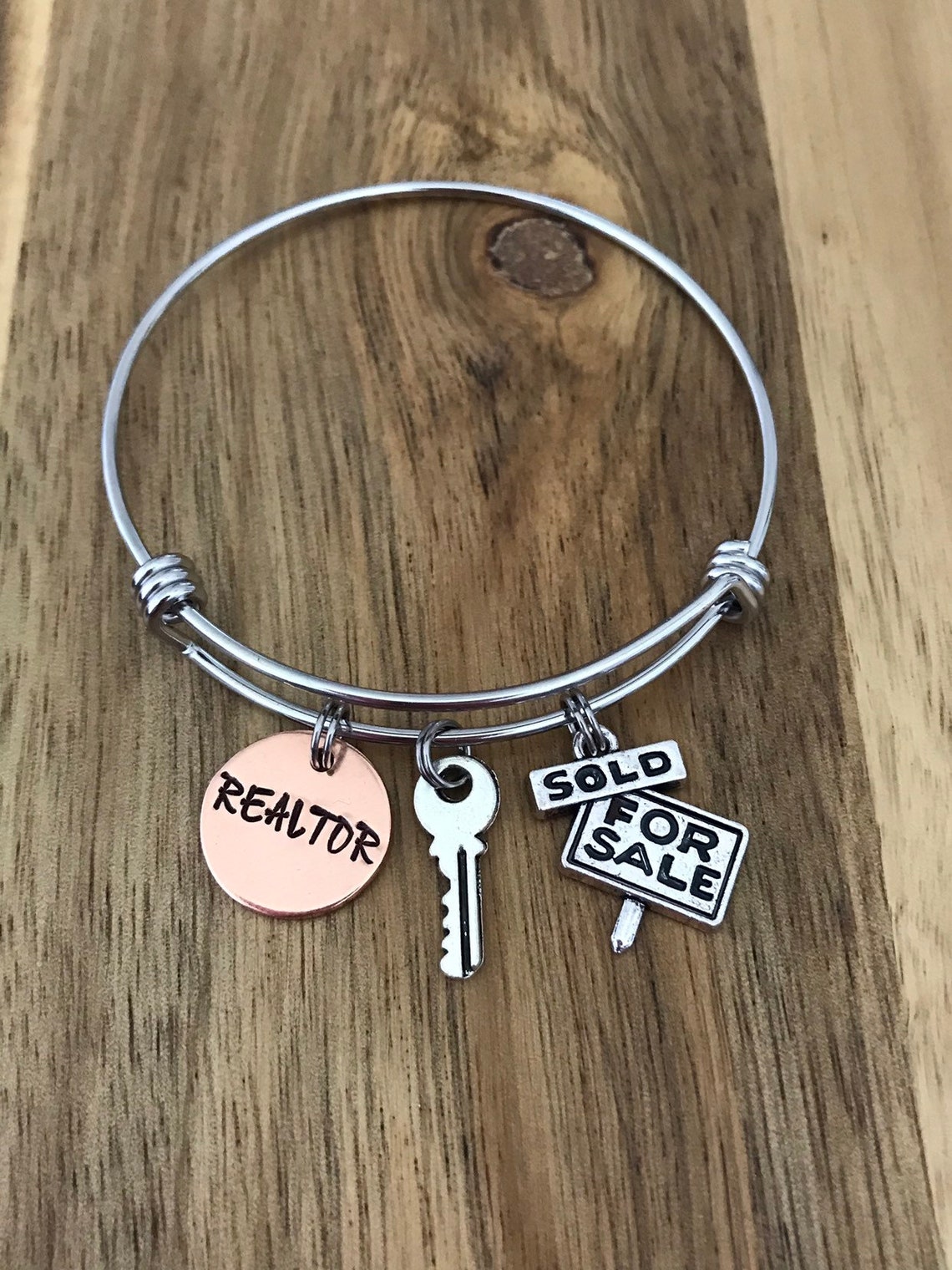 Realtor Bracelet Jewelry Gift for Sale Sold Sign Key Real Estate Agent ...