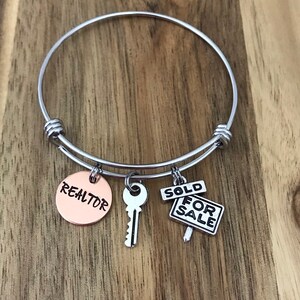 Realtor Bracelet Jewelry Gift for Sale Sold Sign Key Real Estate Agent ...