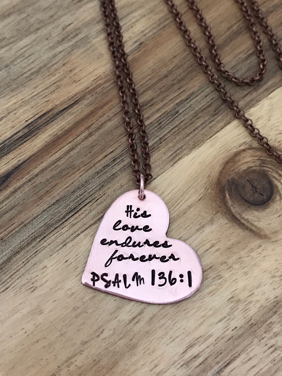 Psalm 136:1 Necklace Jewelry His Love Endures Forever Bible - Etsy