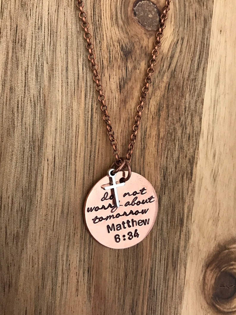 Matthew 6:34 Necklace Bible Verse Jewelry Do Not Worry About | Etsy