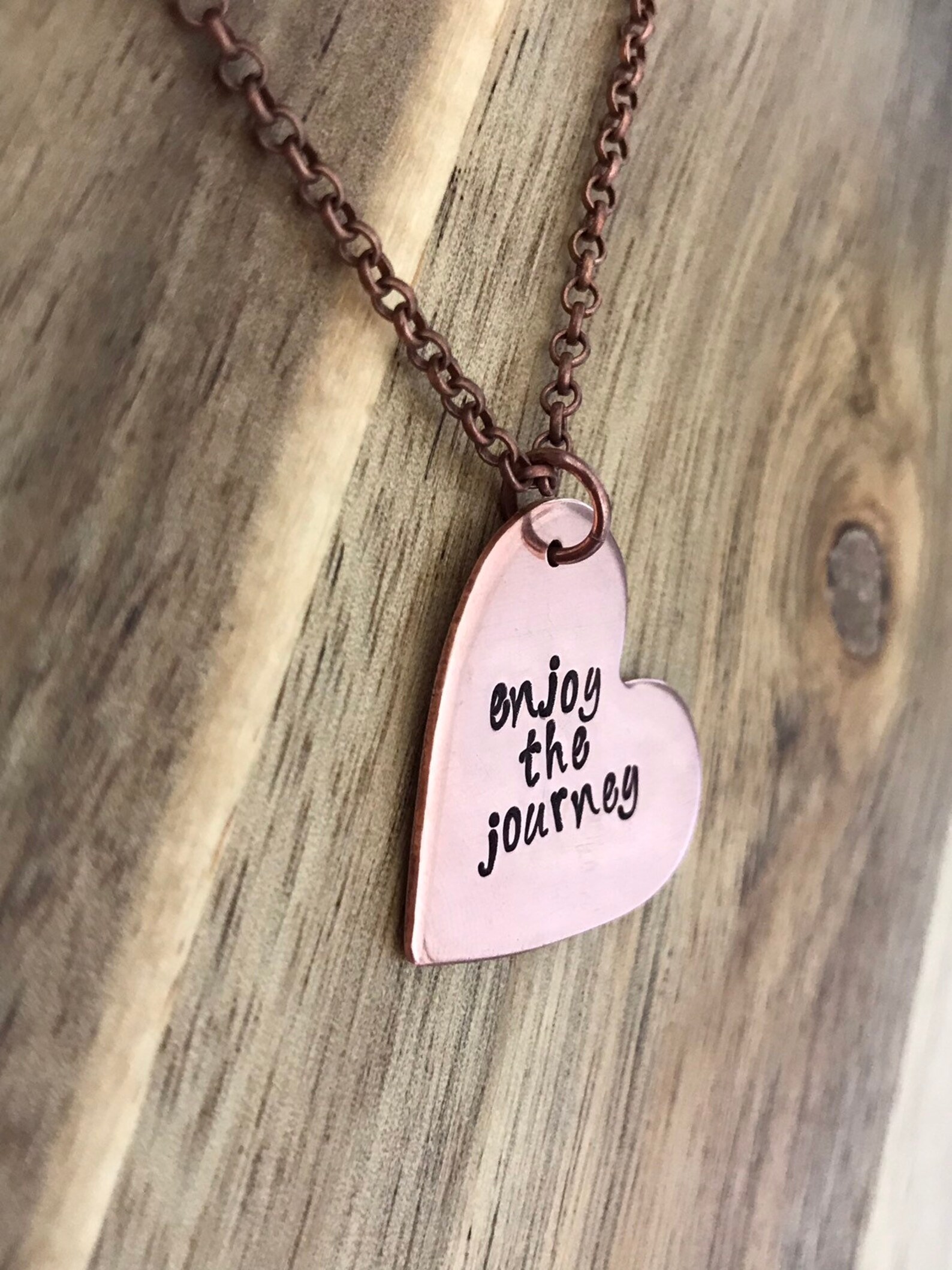 Enjoy the Journey Necklace Jewelry Copper Heart Necklace Gift Hand ...
