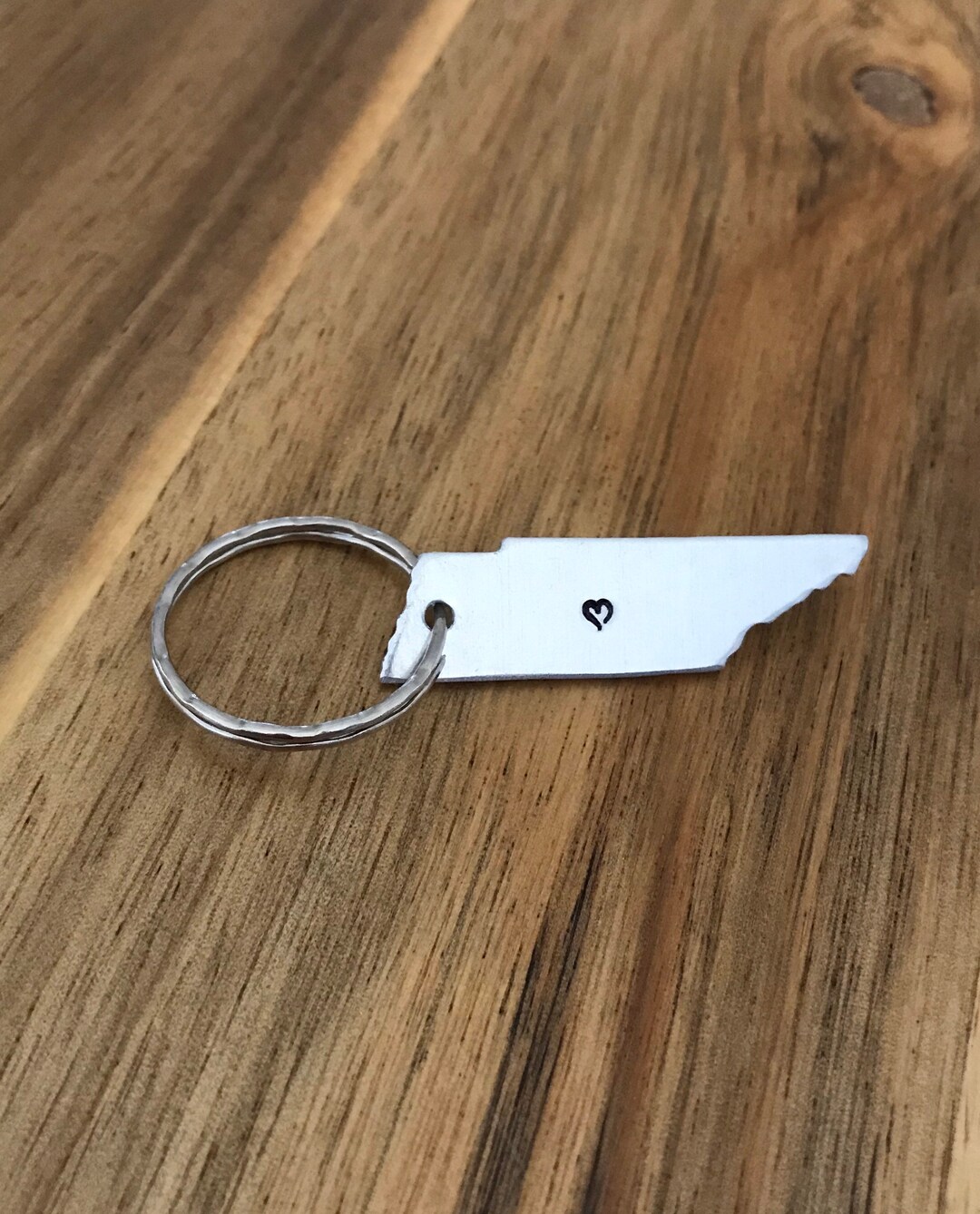 Tennessee Keychain TN Gift State Shape of TN Hand Stamped Heart Copper ...