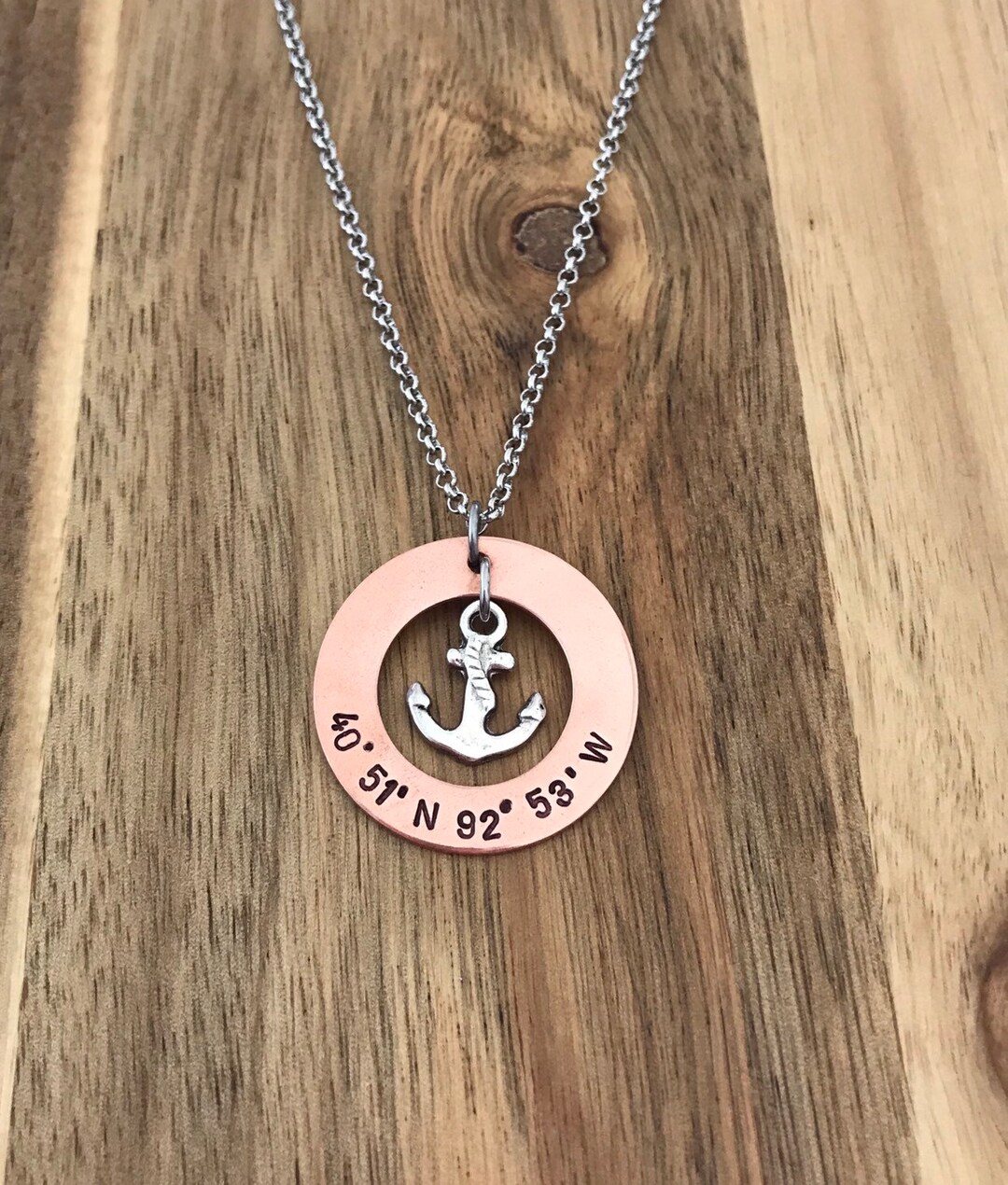 Custom Lake Necklace Anchor Jewelry Coordinates Name Gift Personalized ...