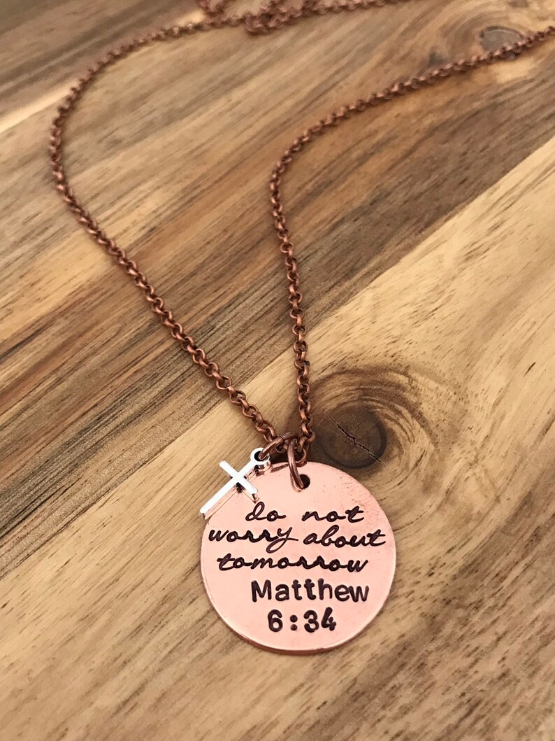 Matthew 6:34 Necklace Bible Verse Jewelry Do Not Worry About | Etsy