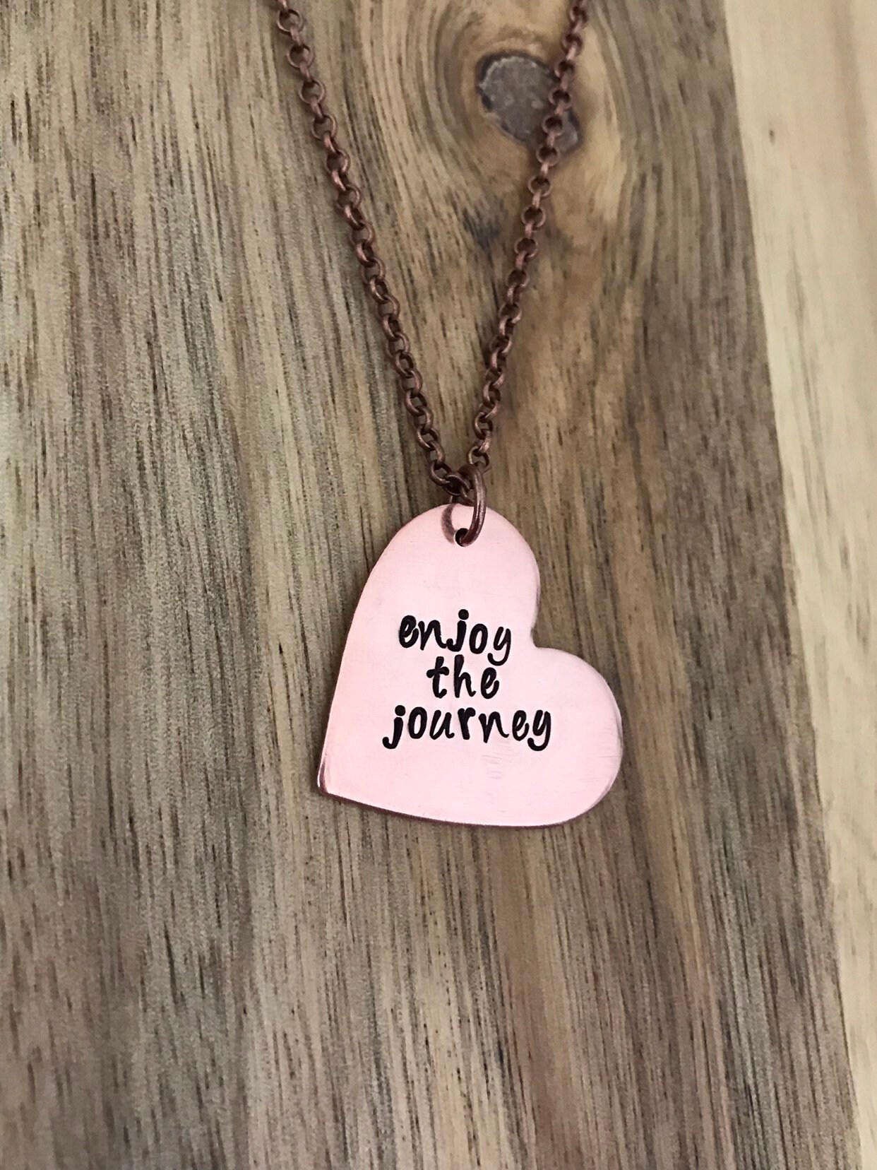 Enjoy the Journey Necklace Jewelry Copper Heart Necklace Gift Hand ...