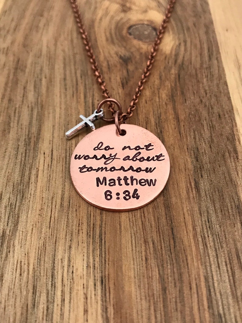 Matthew 6:34 Necklace Bible Verse Jewelry Do Not Worry About | Etsy