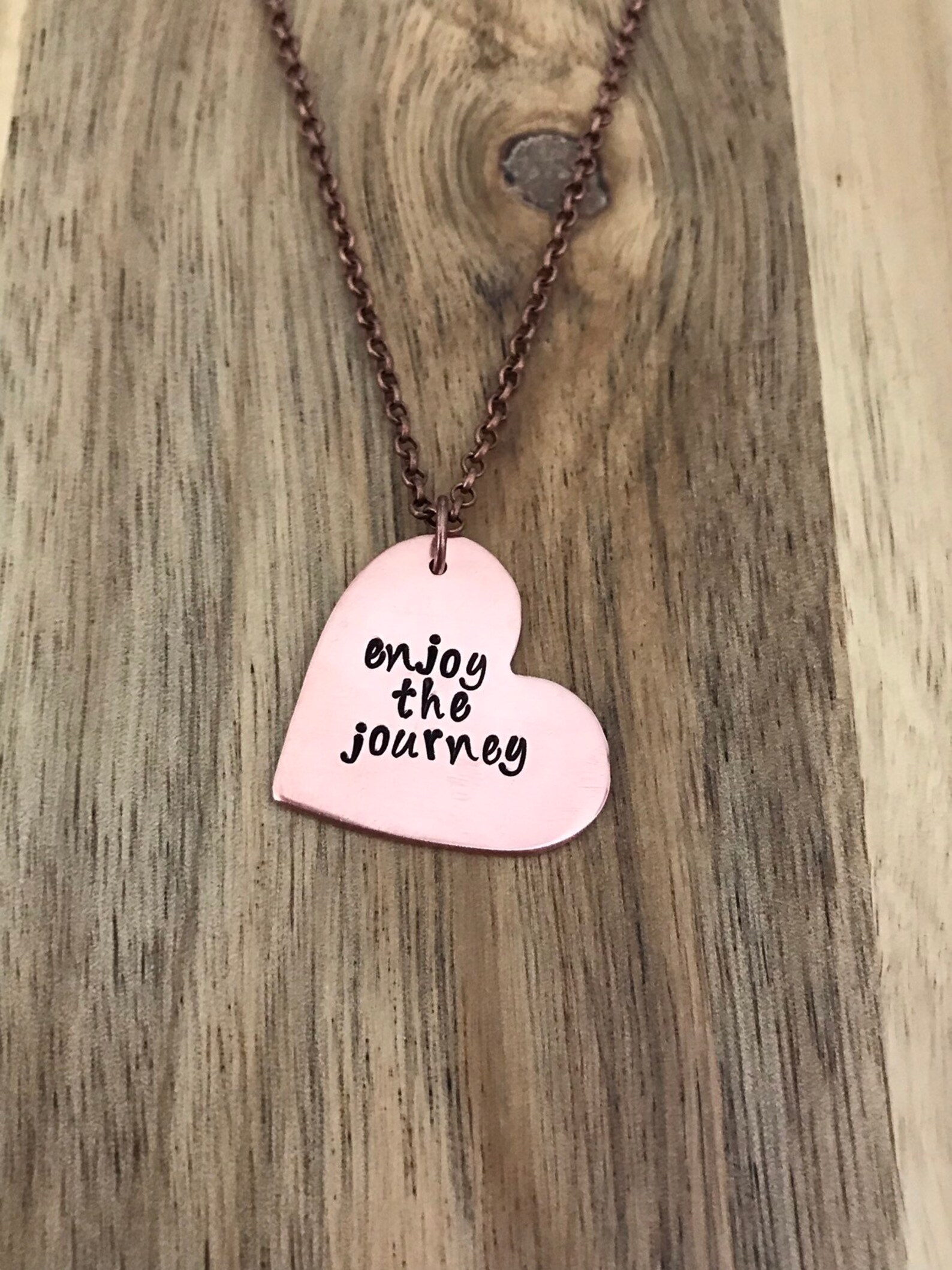 Enjoy the Journey Necklace Jewelry Copper Heart Necklace Gift Hand ...