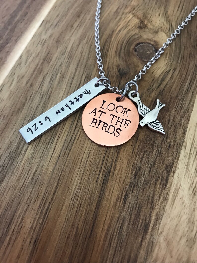 Matthew 6:26 Necklace Look At The Birds Dove Bible Verse | Etsy