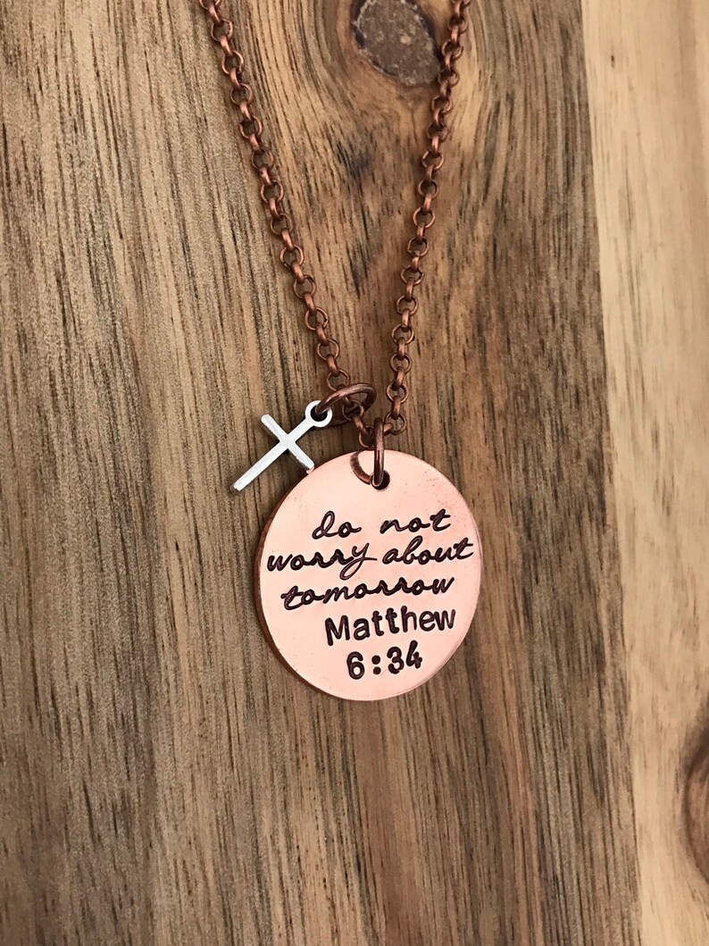 Matthew 6:34 Necklace Bible Verse Jewelry Do Not Worry About - Etsy